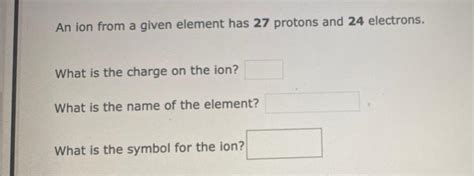 Solved An Ion From A Given Element Has 82 Protons And 80