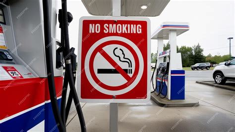 A No Smoking Text Board At A Gas Station Premium Ai Generated Image