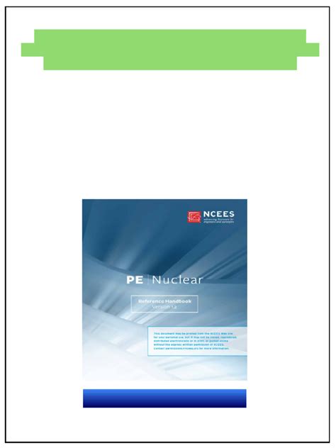 Principles And Practices Of Engineering Pe Nuclear Reference Handbook