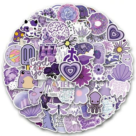 120pcs Purple Stickers Vinyl Aesthetics Stickers For Scrapbook