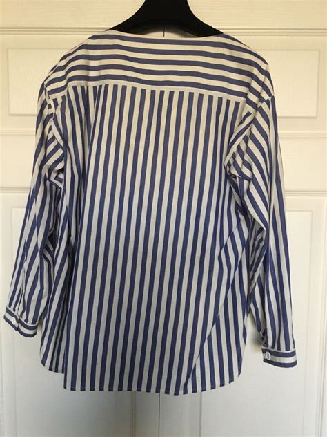 Celine By Phoebe Philo White And Blue Striped Cotton Bl… Gem