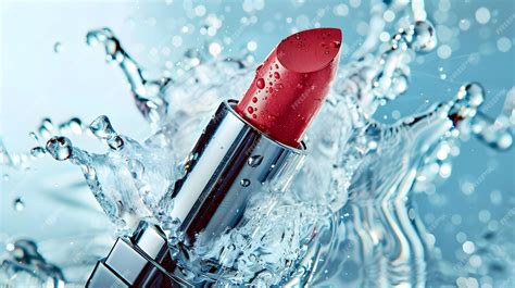 Vibrant Lipstick Splash Against Pure Water Backdrop Suggests Lasting