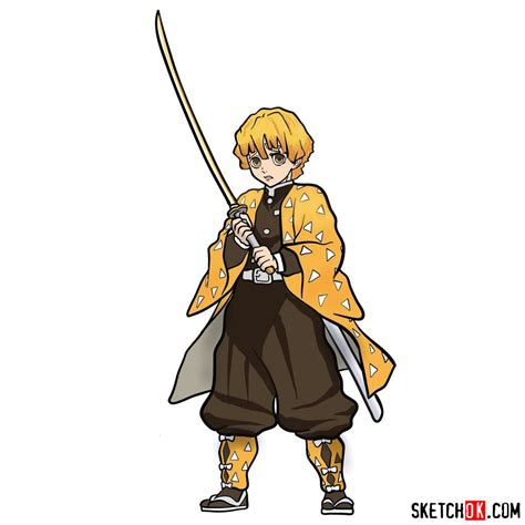 How To Draw Zenitsu Agatsuma Demon Slayer Sketchok Easy Drawing Guides