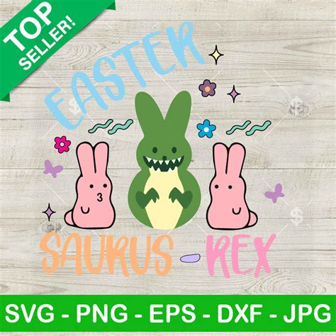 Easter Saurus Rex Bunny Peeps Svg T Rex Easter Peeps Svg Happy
