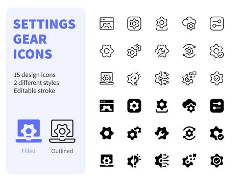 Settings Gear Icons Filled And Outlined Web Icon Set Such As Update