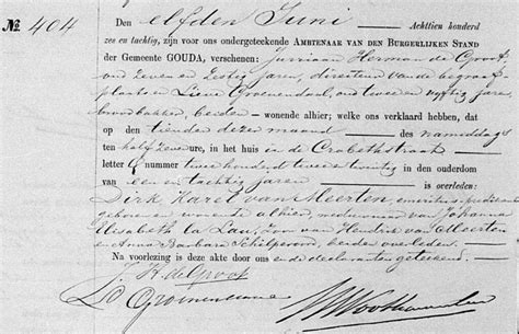Overlijdensakte Van Dirk Karel Van Meerten 1804 1886 Fundamentum