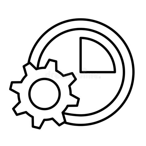 Gear With Stopwatch Thin Line Icon Repair Service Concept Vector Graphics Stock Illustration