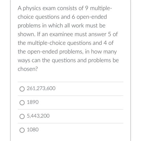 Solved A Physics Exam Consists Of 9 Multiplechoice Questions Chegg Com