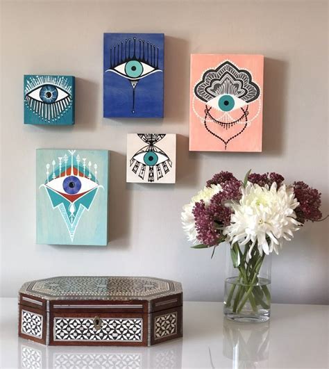 Evil Eye Paintings Small Canvas Art Diy Canvas Art Evil Eye Art