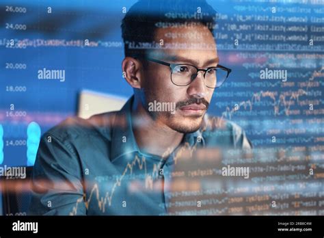 Computer Code Hologram And Business Man In Data Analysis Coding Technology And Software