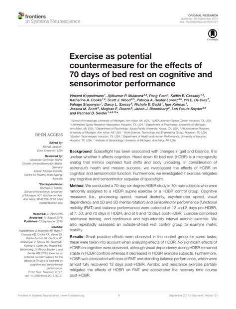 pdf exercise as potential countermeasure for the effects of 70 days