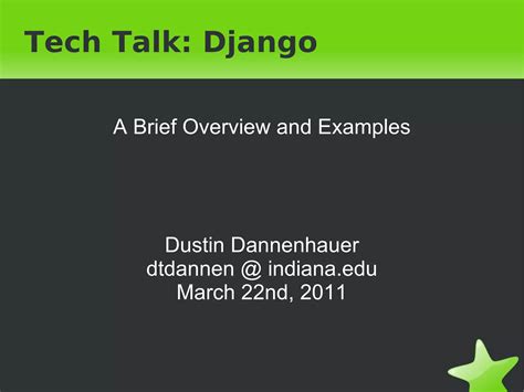 django tech talk odp technology and computing