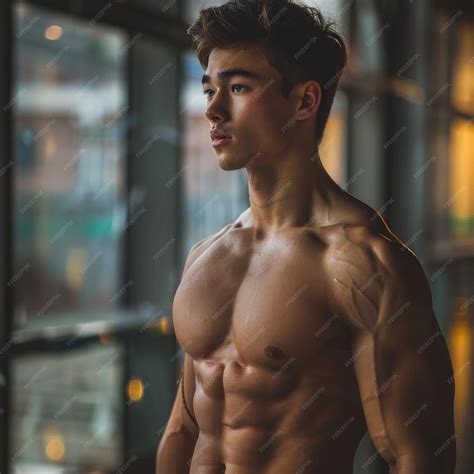 Premium Photo Male Fitness Model Shirtless Torso Ai Generative