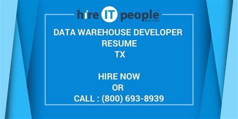 Data Warehouse Developer Resume Tx Hire It People We Get It Done