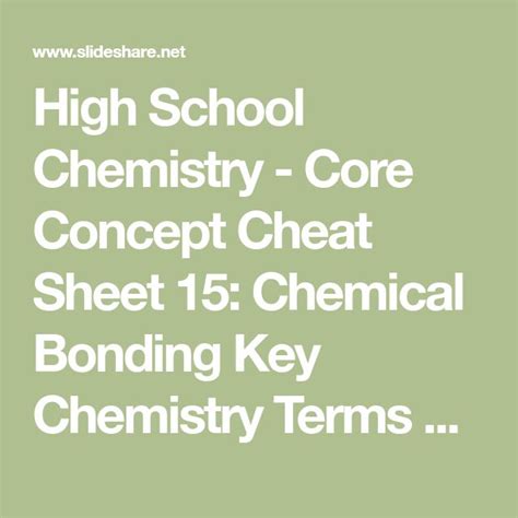 Chemical Bonding Cheat Sheet