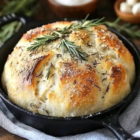 Rustic No Knead Rosemary Garlic Bread Phitip Recipes
