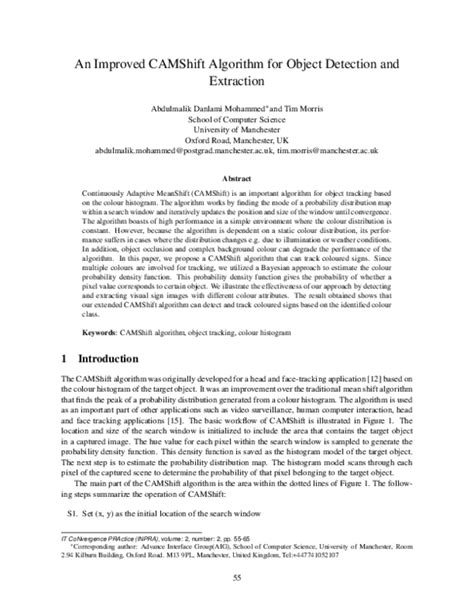 Pdf An Improved Camshift Algorithm For Object Detection And Extraction