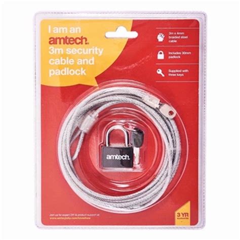 Amtech Padlock Security Cable British Chemist