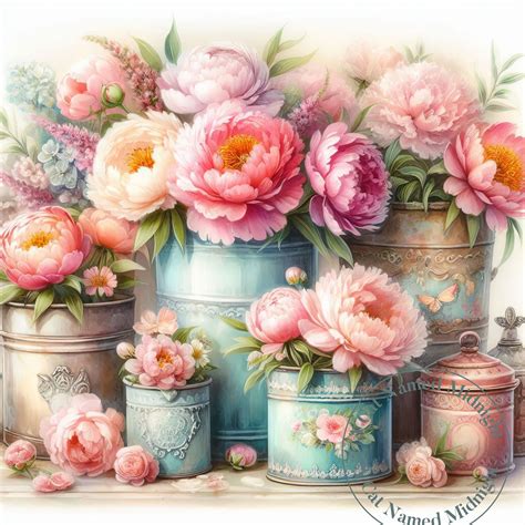 Pivoines En Conserve Vintage Clipart 13 Pivoines  Clip Art Shabby
