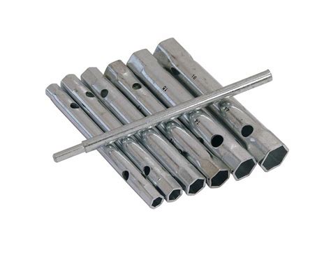 6pc Tubular Box Spanner Set Sizes 10 19mm With Tommy Drive Bar