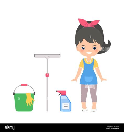 Character Chibi Girl With Cleaning Tools Stock Vector Image And Art Alamy