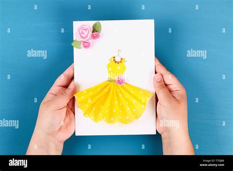 Diy Mothers Day Greeting Card With A Paper Napkin Dress And Flower Decoration Gift Idea