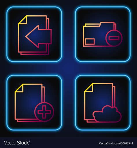 Set Line Cloud Storage Text Document Add New File Vector Image