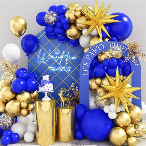 Blue And Gold Balloon Arch Garland Kit Royal Blue White