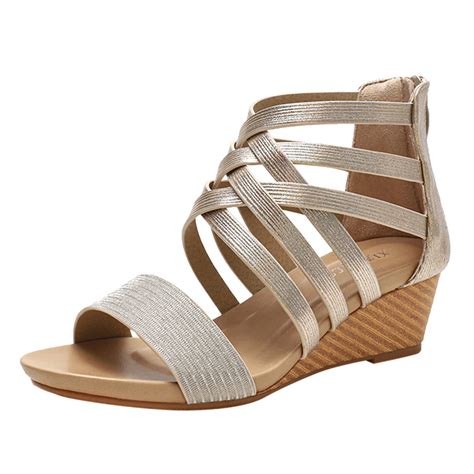 Pmuybhf Wide Width Womens Sandals Women Wedge Strap Sandals Summer Boho Shoes Comfortable Open