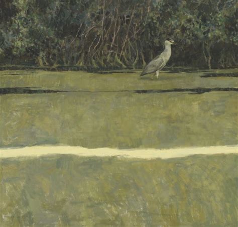 Ron Kingswood Crowned Night Heron 50 X 50 Oil On Canvas Landscape
