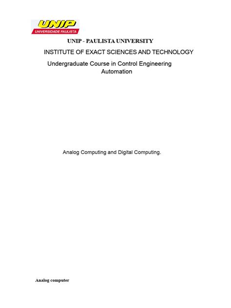 Analog And Digital Computers Pdf Electronic Circuits Analogue