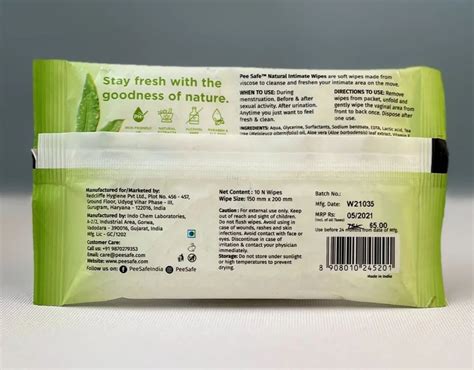 Pee Safe Women Natural Intimate Wipes Packaging Type Box At Best