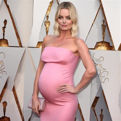 Pregnant Margot Robbie In A Tight Pink Dress By Sexypregnantvore On