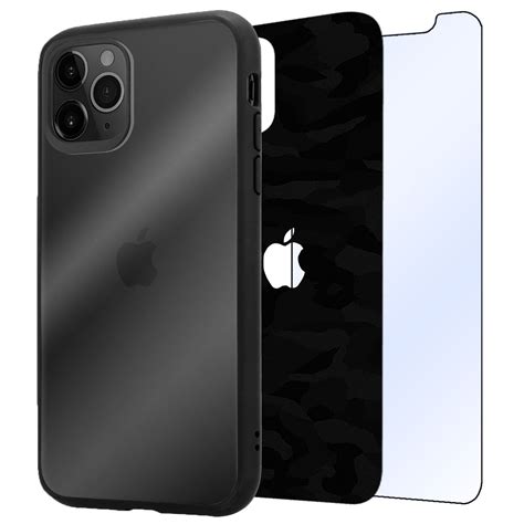 3 In 1 Kit For Iphone 11 Pro Case Tempered Glass And Black Camo Skin