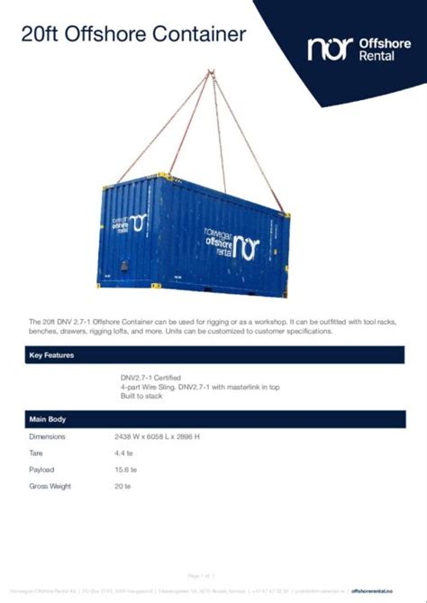 Nor Ds 20ft Offshore Workshop Container 280423 Docx Norwegian Offshore Rental