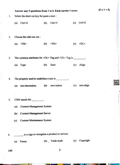 Kerala Plus Two Computer Application Model Exam Question Paper 2025 Pdf Download Kbpe Class