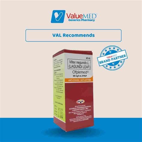 Lagundi 300mg5ml Syrup 60ml Ofplemed Valuemed Generics
