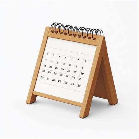 Wooden Desk Calendar Mockup Isolated On White Background Premium Ai
