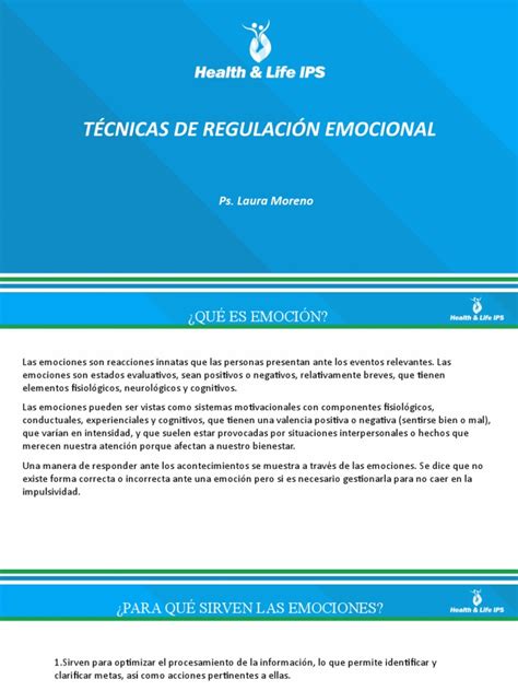 Tecnicas De Regulacion Emocional Pdf Las Emociones Autorregulación Emocional