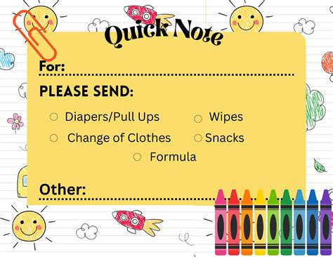 Daycare Quick Note Etsy