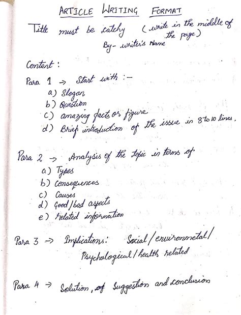 Apsg Class 8th Writing Section Article Writing Format Tips And Specimen Example