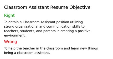 Top 16 Classroom Assistant Resume Objective Examples