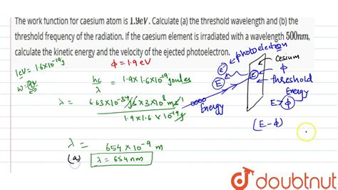 find work function given wavelength