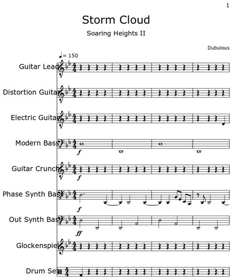 Storm Cloud Sheet Music For Guitar Lead Distortion Guitar Electric Guitar Modern Bass
