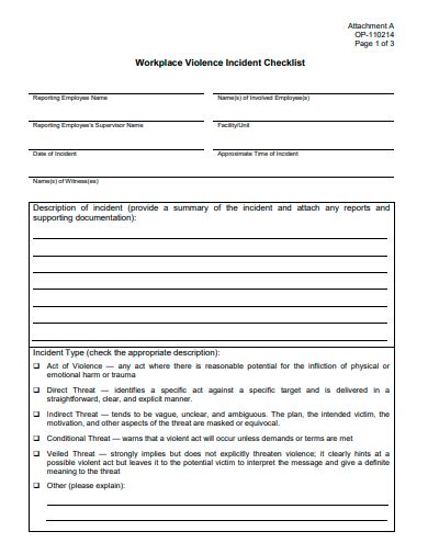 Free 33 Incident Checklist Samples In Pdf Ms Word