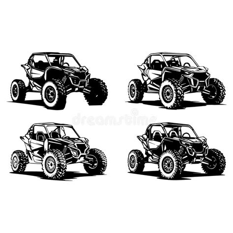 Black And White Stylized Utv Vector Illustration Stock Vector