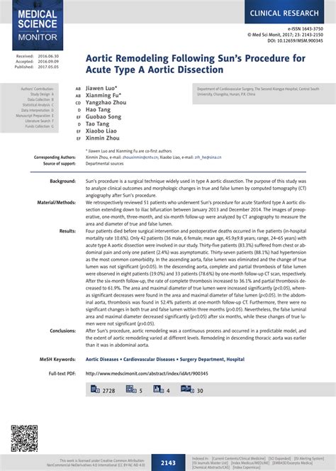 Pdf Aortic Remodeling Following Suns Procedure For Acute Type A