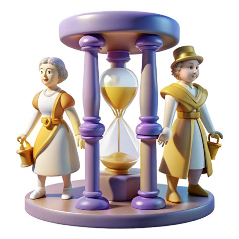 Beautiful Contemporary Times Passage An Hourglass And Two Figures High