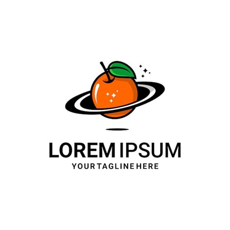 행성 로고 벡터 고리 모양의 행성 모양의 신선한 오렌지 과일 프리미엄 벡터