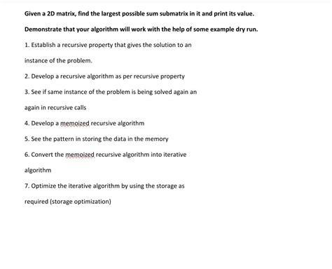Solved Demonstrate That Your Algorithm Will Work With The Chegg